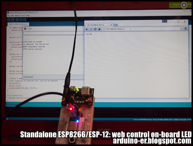 Arduino-er: Standalone ESP8266/ESP-12: web control on-board LED