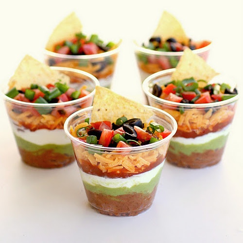Individual Seven-Layer Mexican Dip Cups - Enticing Entertaining