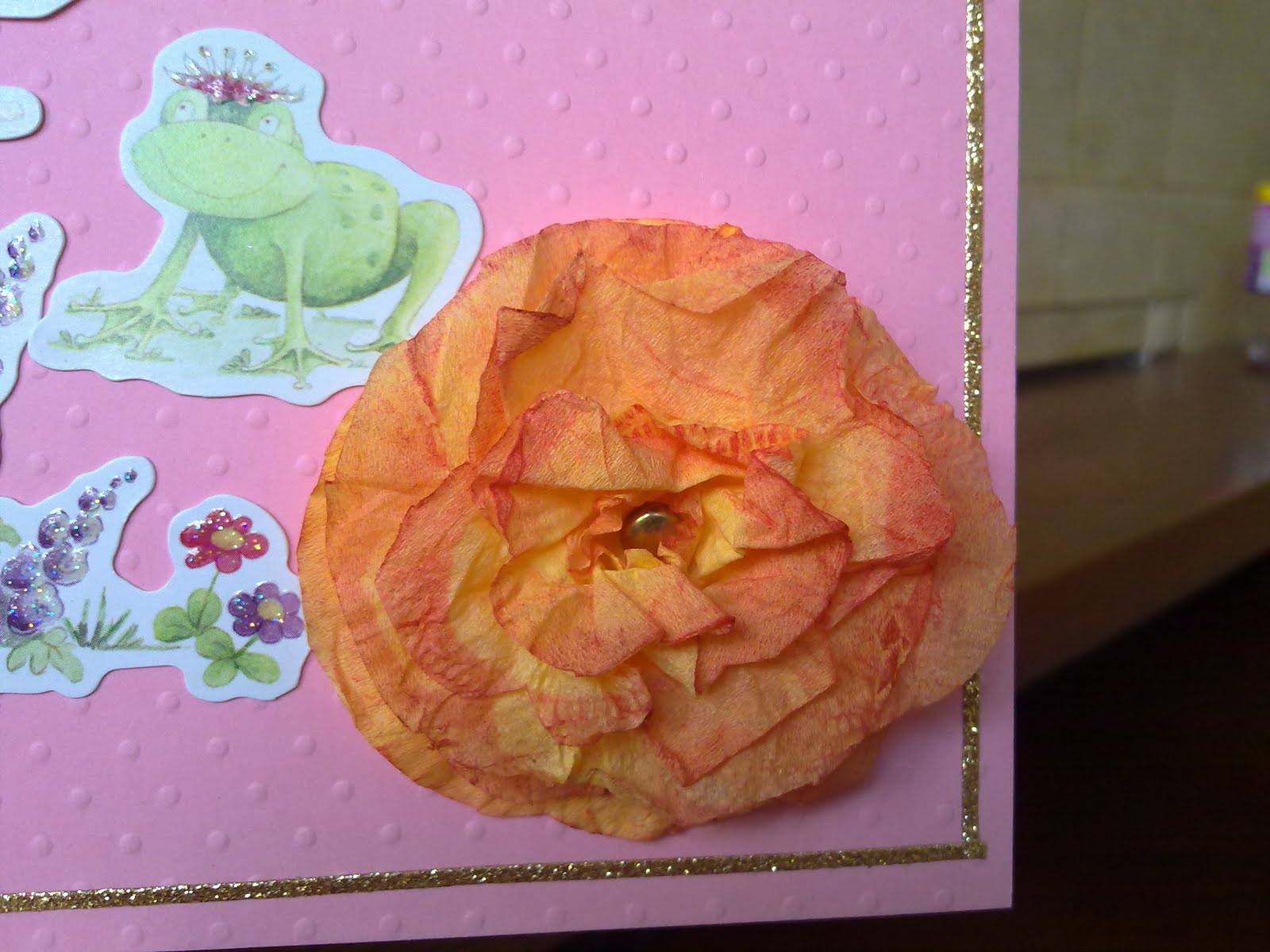 papercrafts: Birthday card with hand made tissue paper flower
