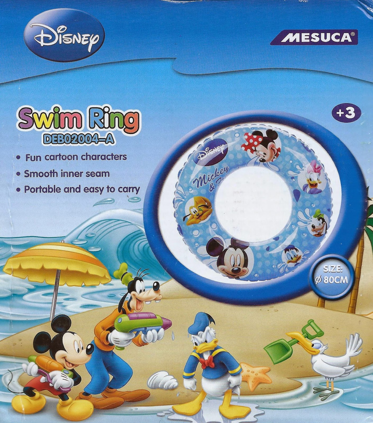 Disney Mickey and Friends Large Inflatable Swimming Float Ring 80cm (MM20)