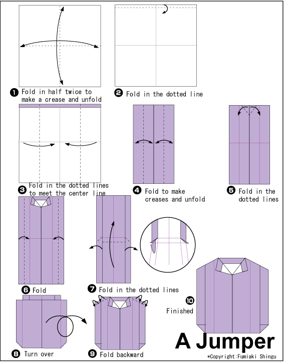 Jacket (Medium Size) - Easy Origami instructions For Kids
