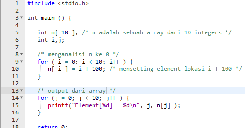 Belajar Program: Deklarasi Array Pada Bahasa C