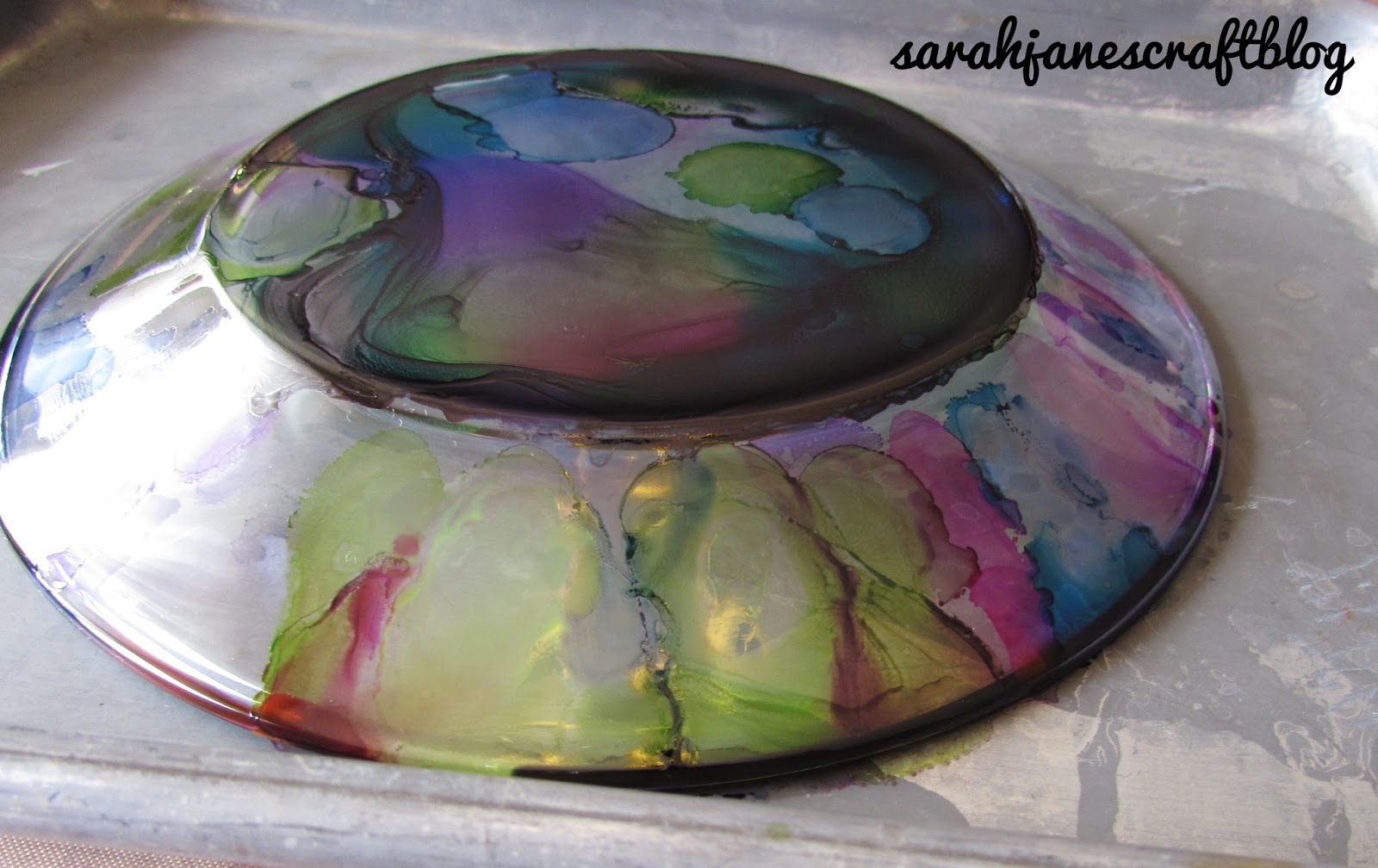 Flamed Alcohol Ink Glass Plate