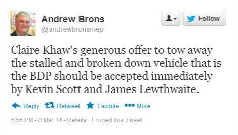 The Voice of Reason: Andrew Brons tweet: BDP should be towed away by ...