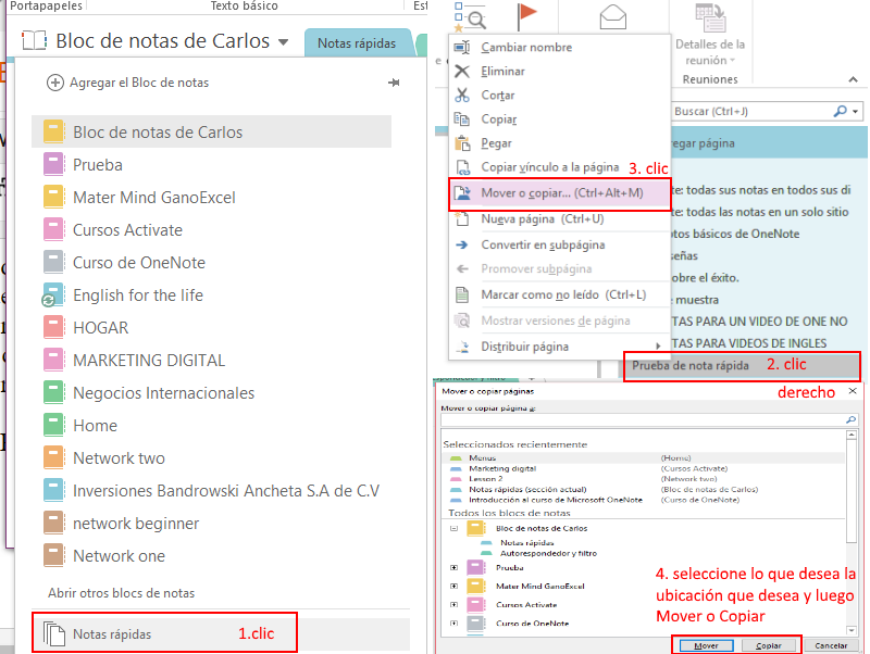 Mover notas rápidas en Onenote y el telefono - Ideas Pro