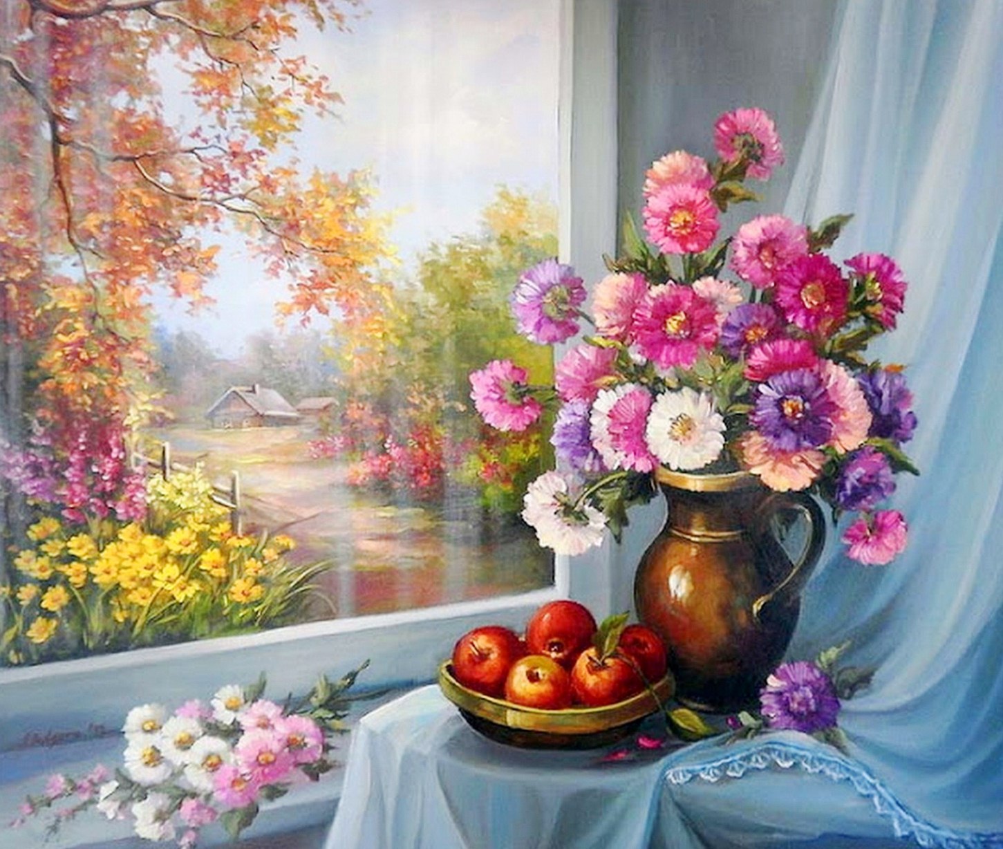 Arte y Actividad Cultural: Ventanas con Flores al Óleo, Anca Bulgaru