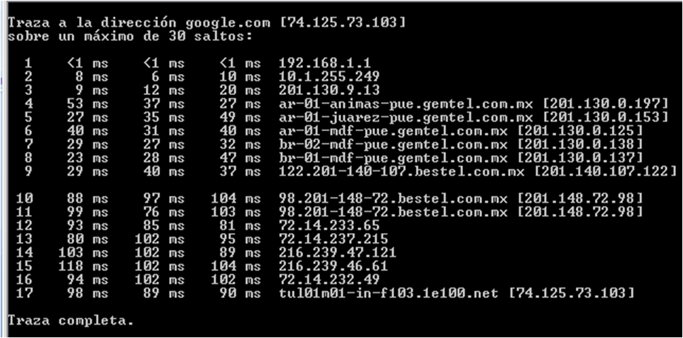 Redes de Computadora: TRACERT
