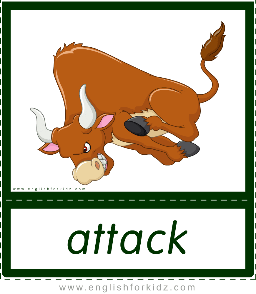 Printable Flashcards: Animal Actions. Part 1.