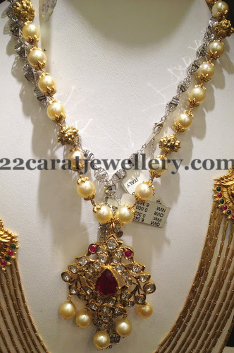 Pearl Set with Locket 35 Gms - Jewellery Designs