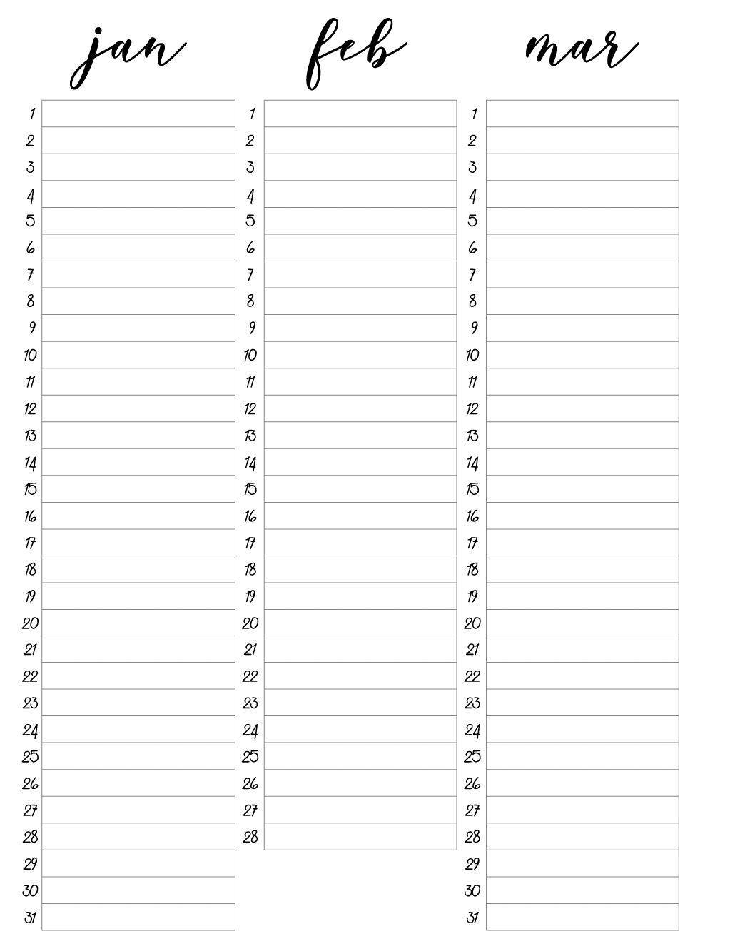 Monthly Future Log Planner Inserts | Free Printable - Happy Planner ...