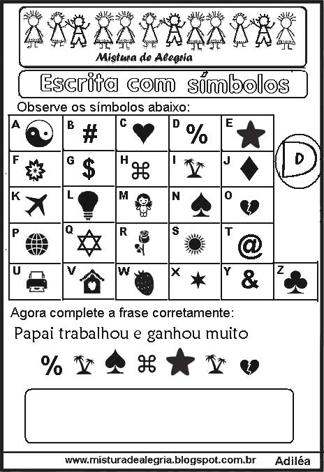 ESCRITAS COM SÍMBOLOS PARA ALFABETIZAÇÃO - Mistura de Alegria