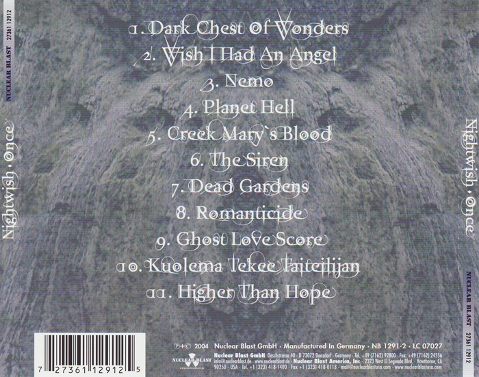 Encarte: Nightwish - Once - Encartes Pop