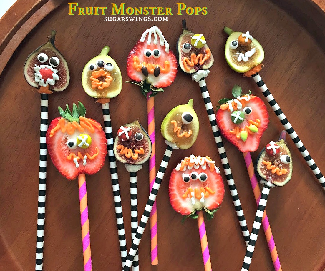 Sugar Swings! Serve Some: Fruit (Fig & Strawberry) Halloween Monster Pops