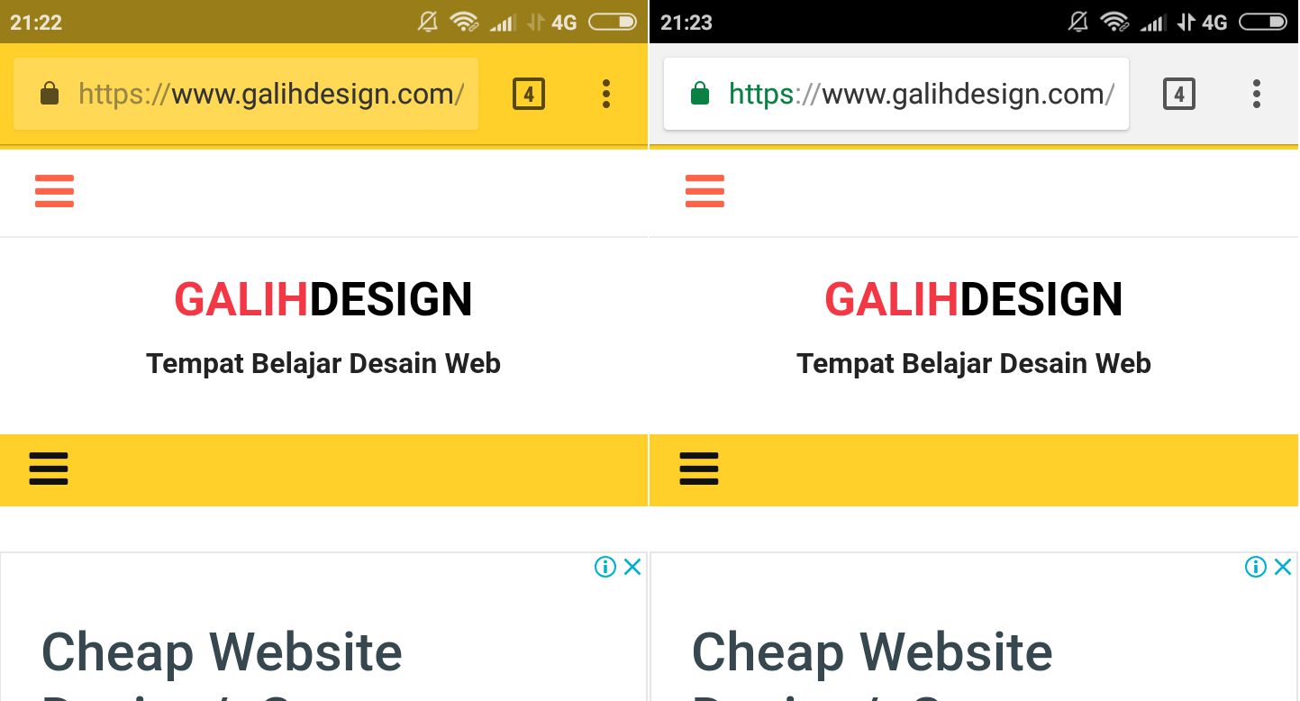 Cara Mengubah Warna Address dan Header Bar Blog Website