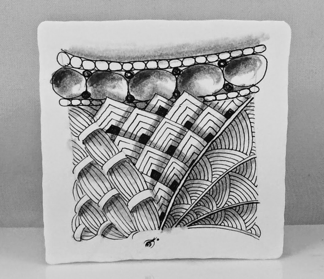 Zentangle practice with Onamato, Zander, Flukes, and Shattuck