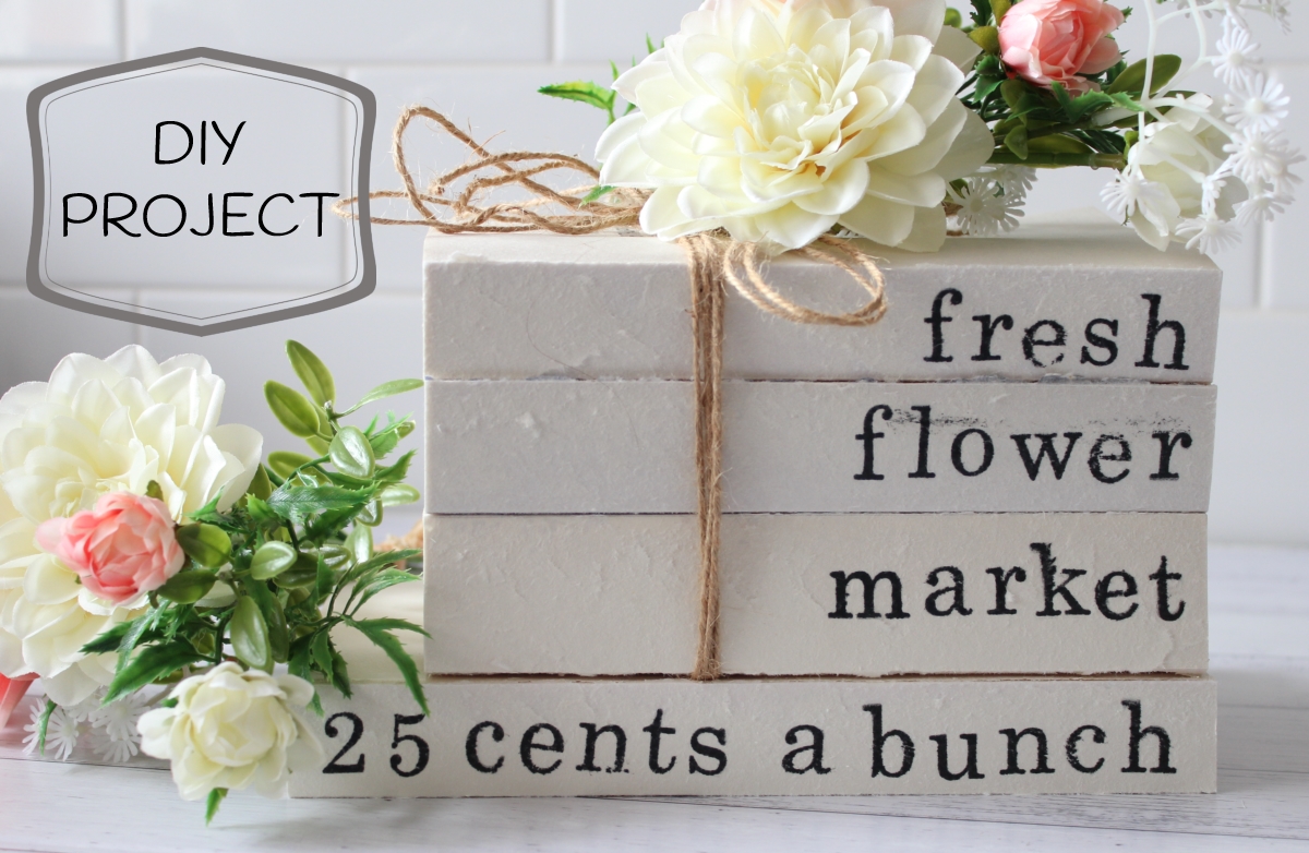 DIY Stamped Book Stack - Threadbare Creations