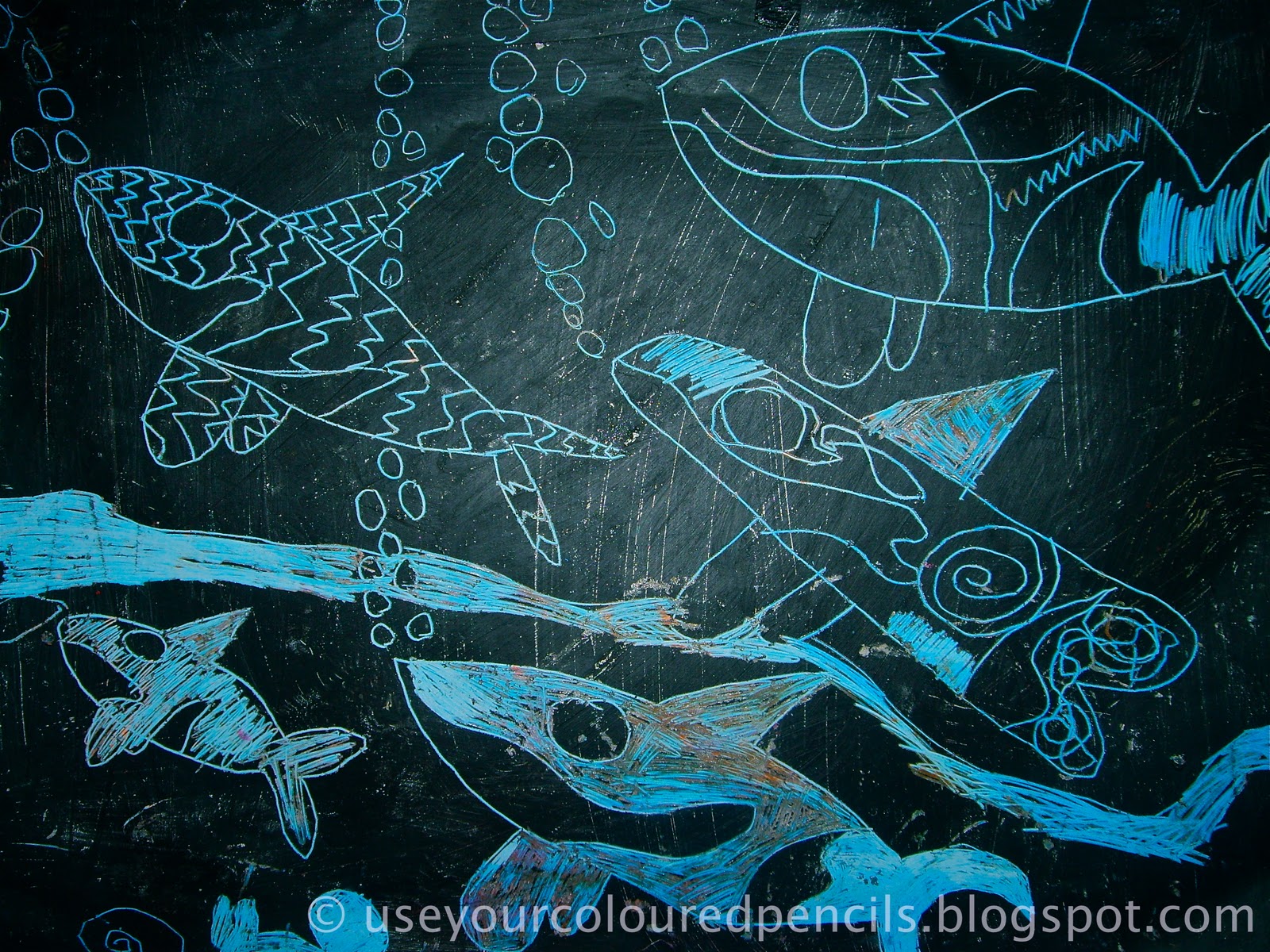 Use Your Coloured Pencils: Scratch Art Whales