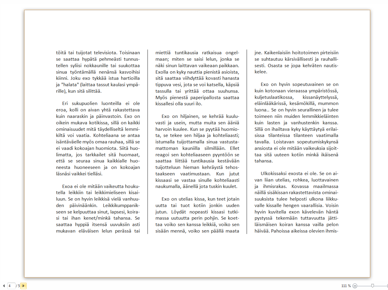 Tekstinkäsittely: Tekstin palstoitus