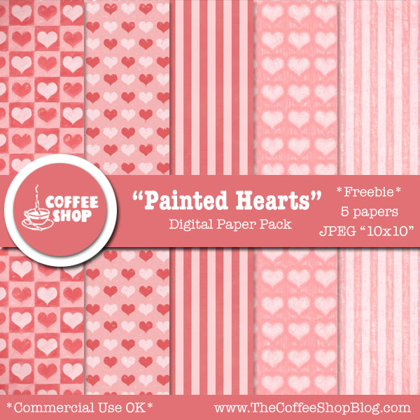 The CoffeeShop Blog: CoffeeShop "Painted Hearts" Digital Paper Pack!