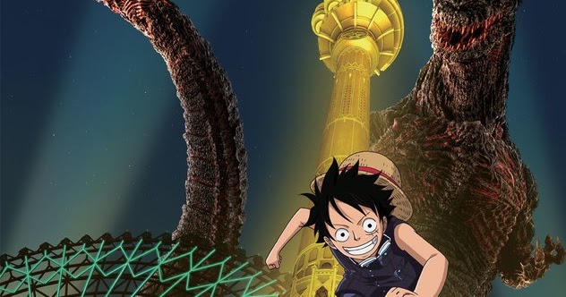 CROSSOVER DE GODZILLA Y ONE PIECE GOLD ~ drawings of anime and more