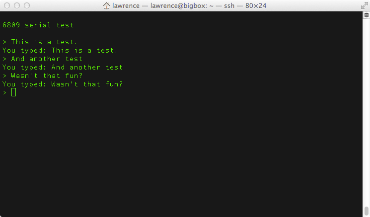 Serial communications and the start of a “monitor” – Aslak's blog