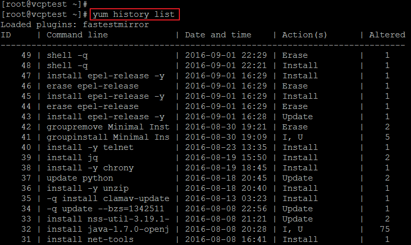 Information Technology How To Guides: How To Manage Yum History