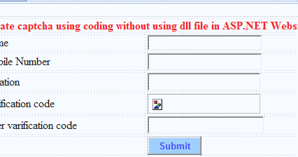 How to create captcha image without dll file in asp.net | MY.NET Tutorials