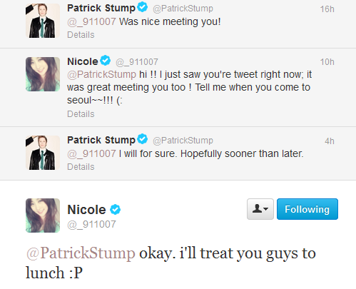 Our Nikori!: [Tweet] Patrick Stump Tweets Nicole
