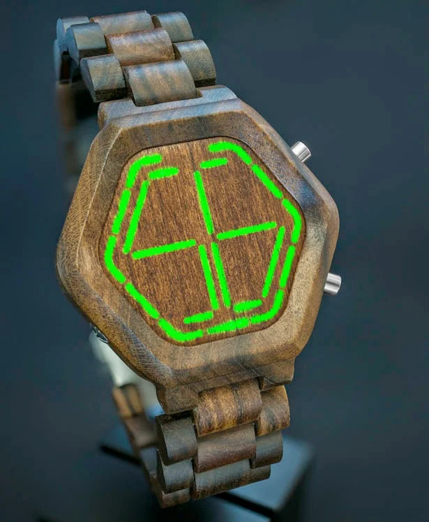 Wood Night Vision LED Watch