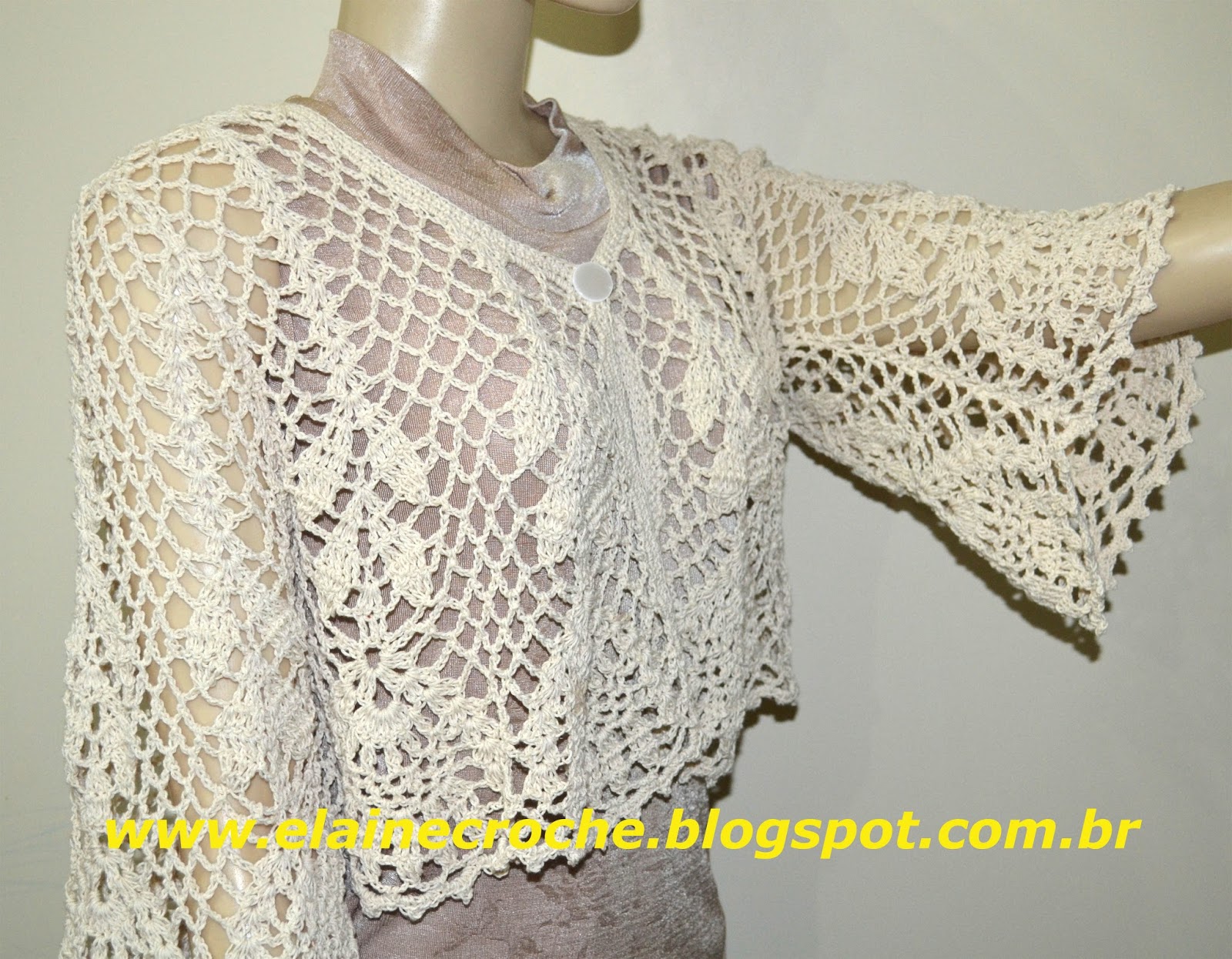 Elaine Croche: Cropped Mangas 3/4 em Crochê - Vídeo Aula Crochê