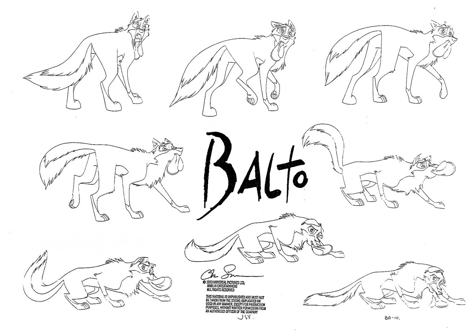 Living Lines Library: Balto (1995) - Characters, Model Sheets
