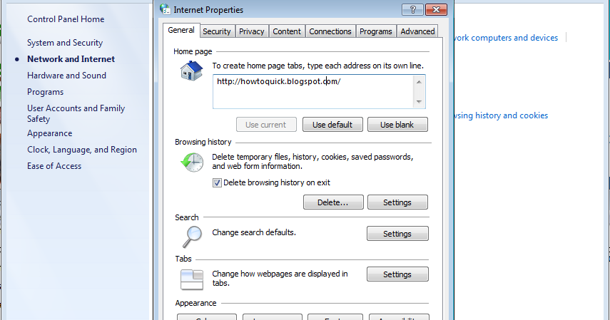 How To Access Internet Properties in Windows 7 Computer