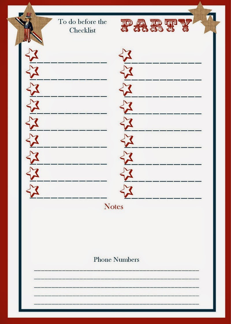 glenda's World : 4th of July Party Check-List
