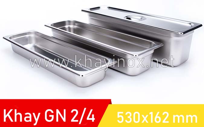 Khay GN 2/4, khay inox GN 2/4, nắp khay GN 2/4 - khayinox.net