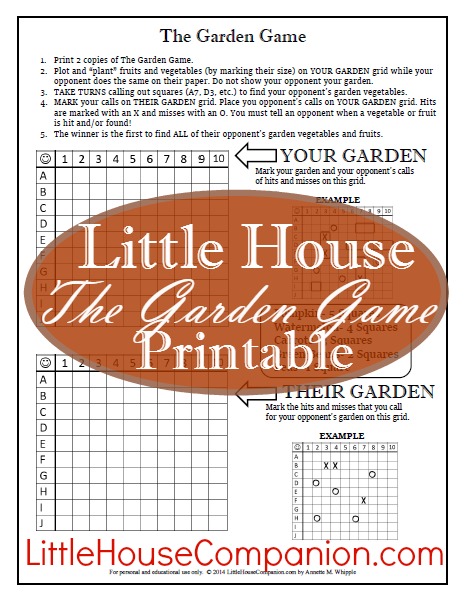 The Garden Game Printable - The Laura Ingalls Wilder Companion