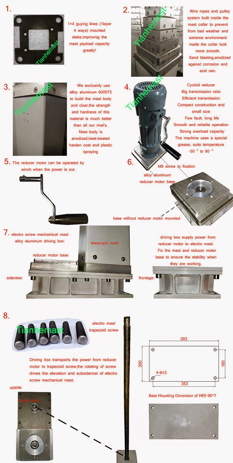 Tianhe Telescopic Mast: MEE Electro Screw Mechanical Telescopic Mast