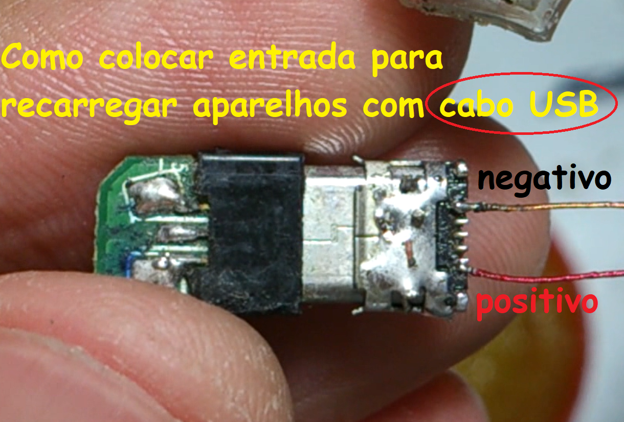 Como colocar micro USB fêmea em aparelhos para recarregar a bateria com ...
