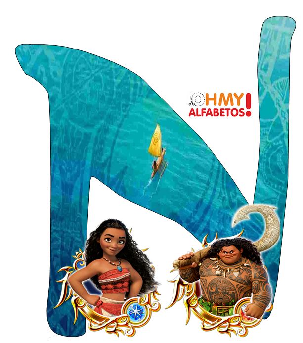 Alfabeto de Moana y Maui con la Fuente de Moana. - Oh my Alfabetos!