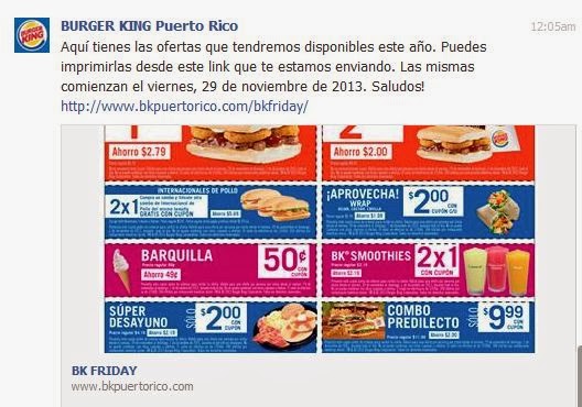 Ahorros Diarios Usando Cupones: BK - Puerto Rico ... Desde el Viernes Negro