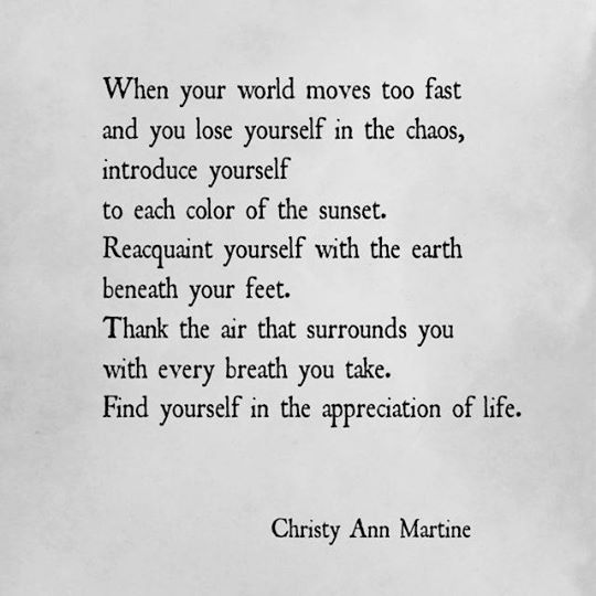 Christy Ann Martine: When Your World Moves Too Fast Poem