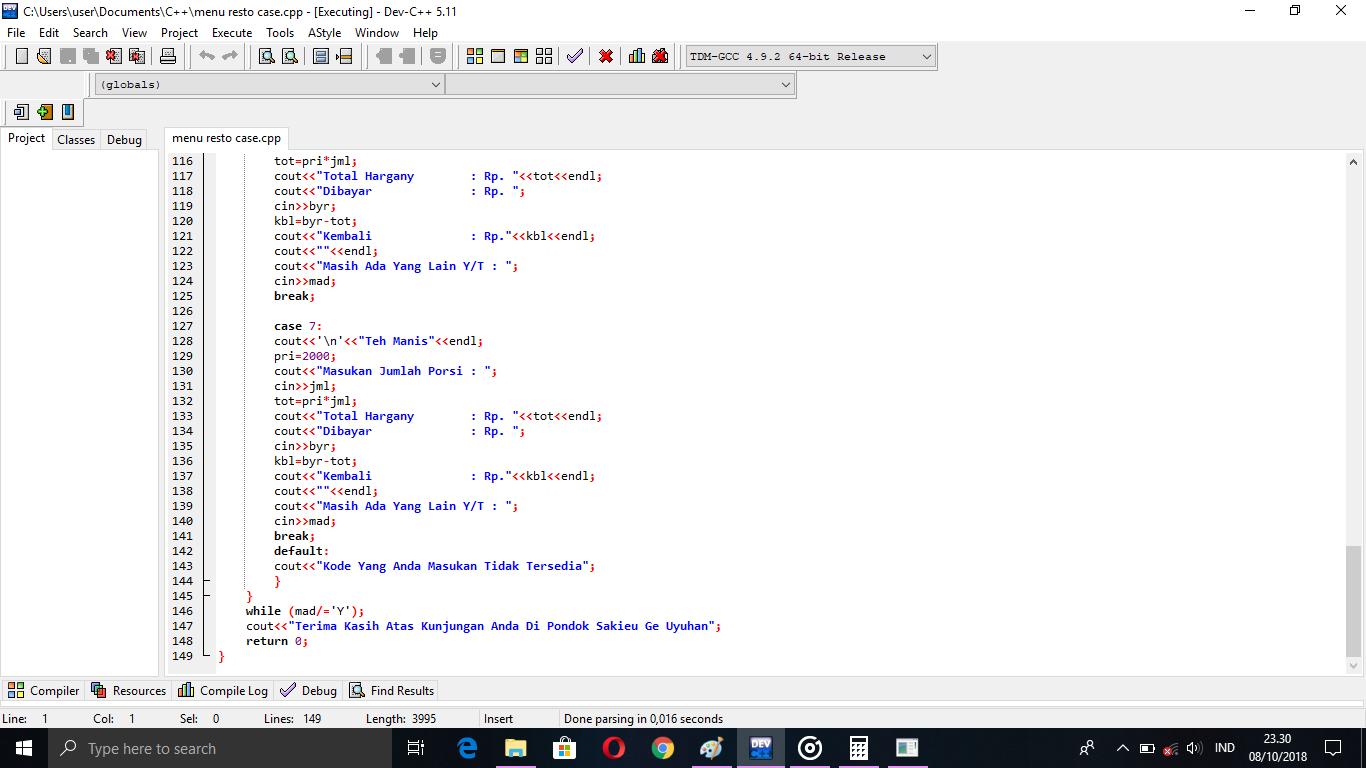 Tutorial C++ | Membuat Program Menu Makanan Sederhana ~ Tutorial ...
