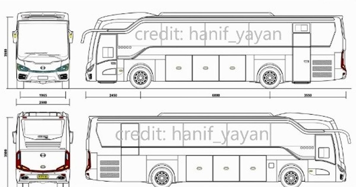 Bluprint Bus HINO All New Tourista 2 | Membuat Model bus dengan ...