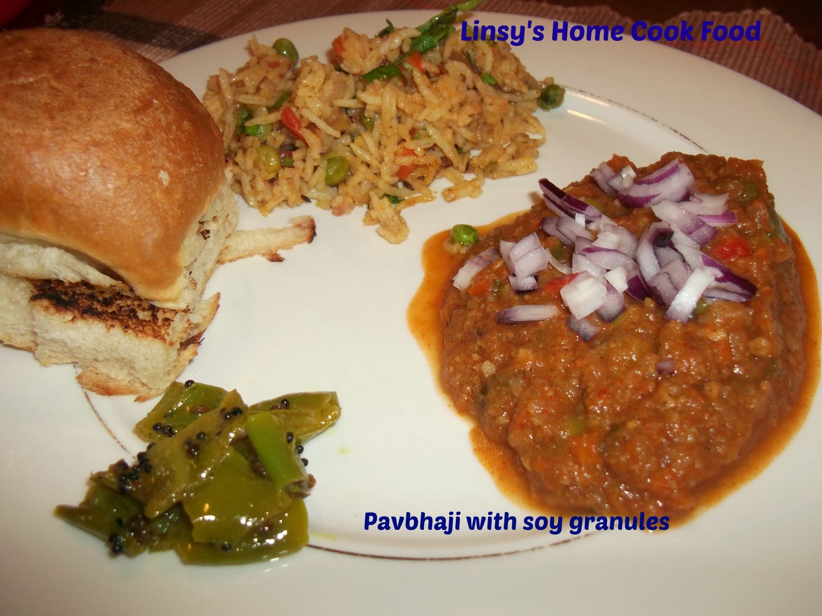 HCF: Pav Bhaji with Soya Granules / Mashed vegetables with soya granules