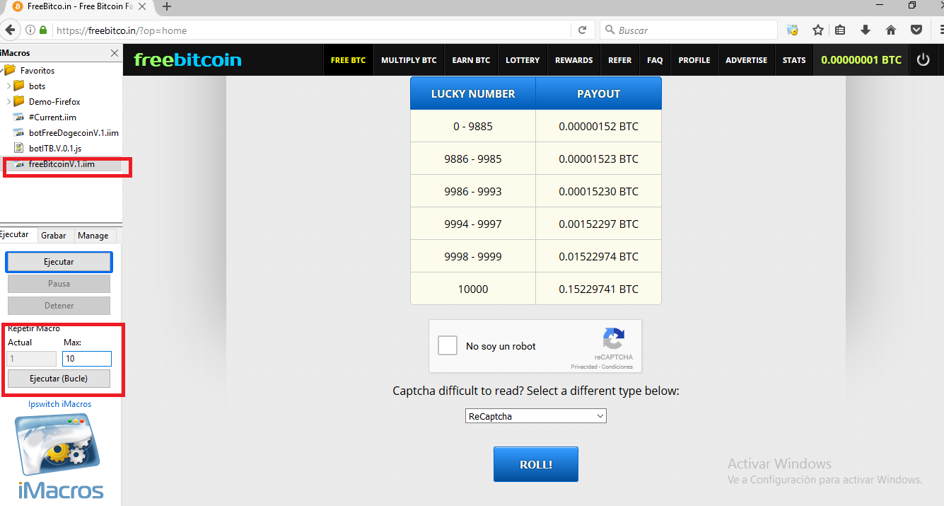 Bot para FreeBitcoin - Dinero Fácil