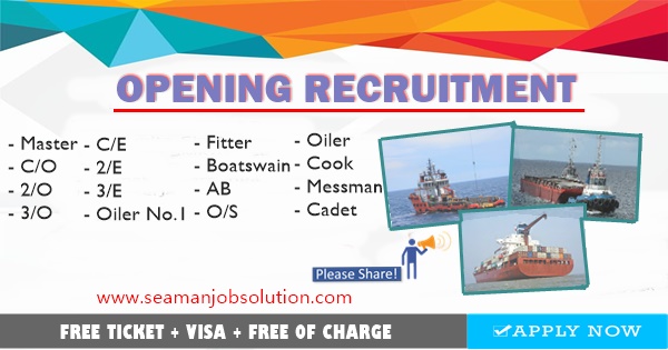 Urgent need crew for offshore supply, tug and bage, container vessel ...
