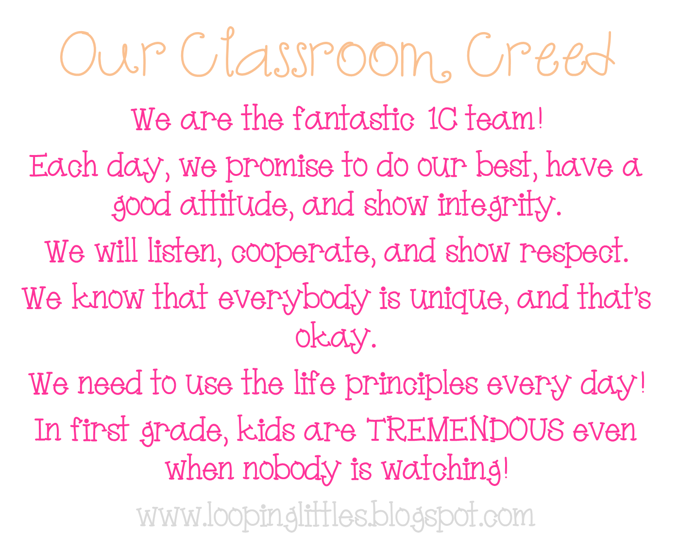Loopin' Littles: Student-Guided Classroom Creed