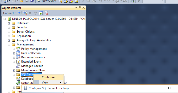 Dinesh's Blog :::: Being Compiled ::::: How to delete current SQL Server error log? My current ...