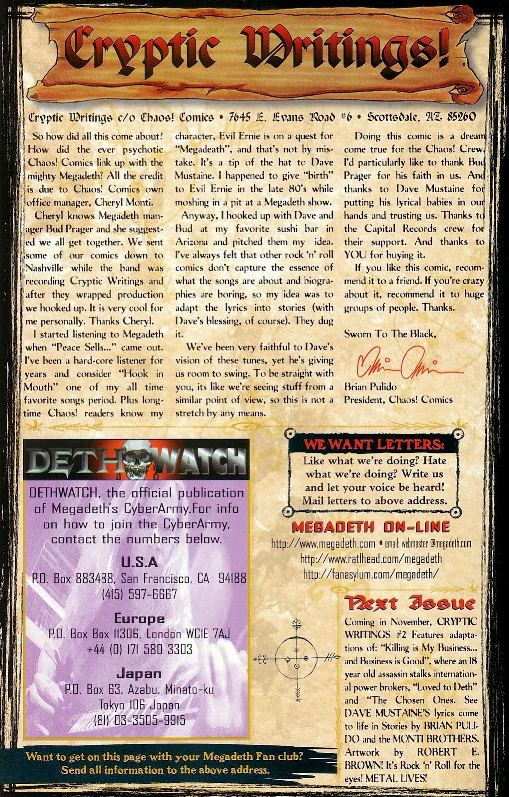 Cracked Magazine and Others: Cryptic Writings of Megadeth #1