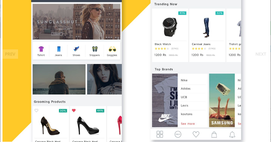 5 Example of App Ui Kit For Shops and e-Commerce | Wp Theme Design