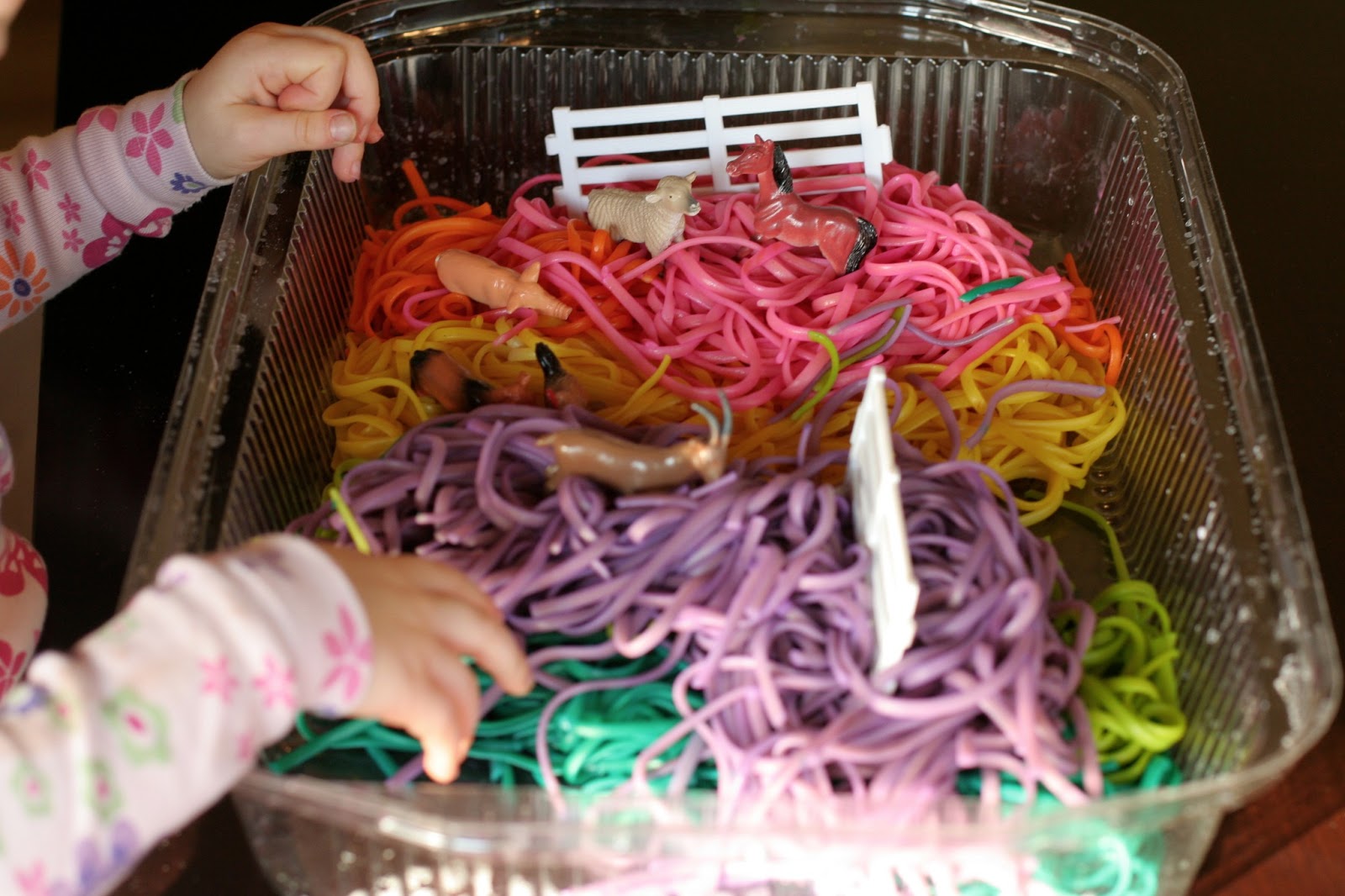 Rainbow Spaghetti Sensory Play and Fine Motor Practice
